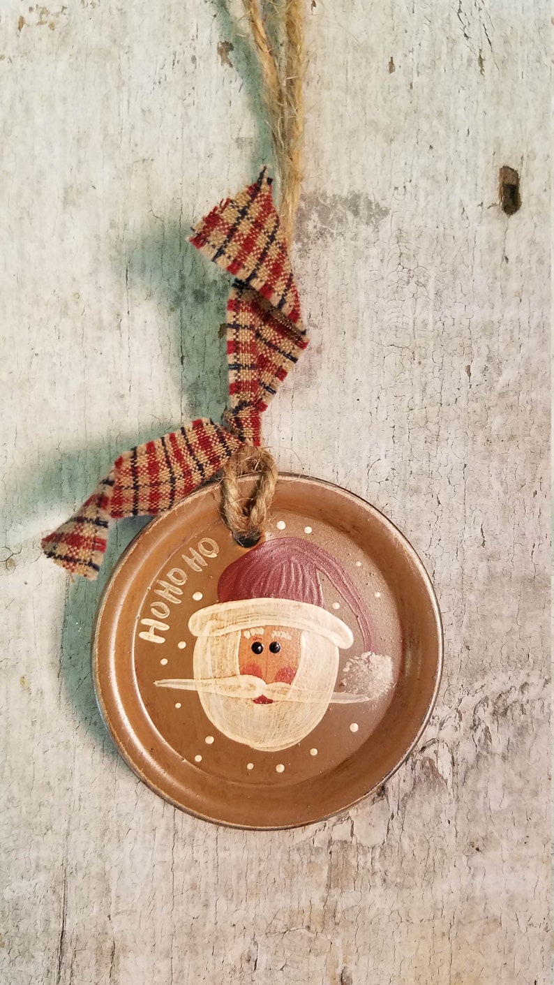 Primitve Santa Ornament Painted Canning Jar Lid Santa Ornament - Etsy