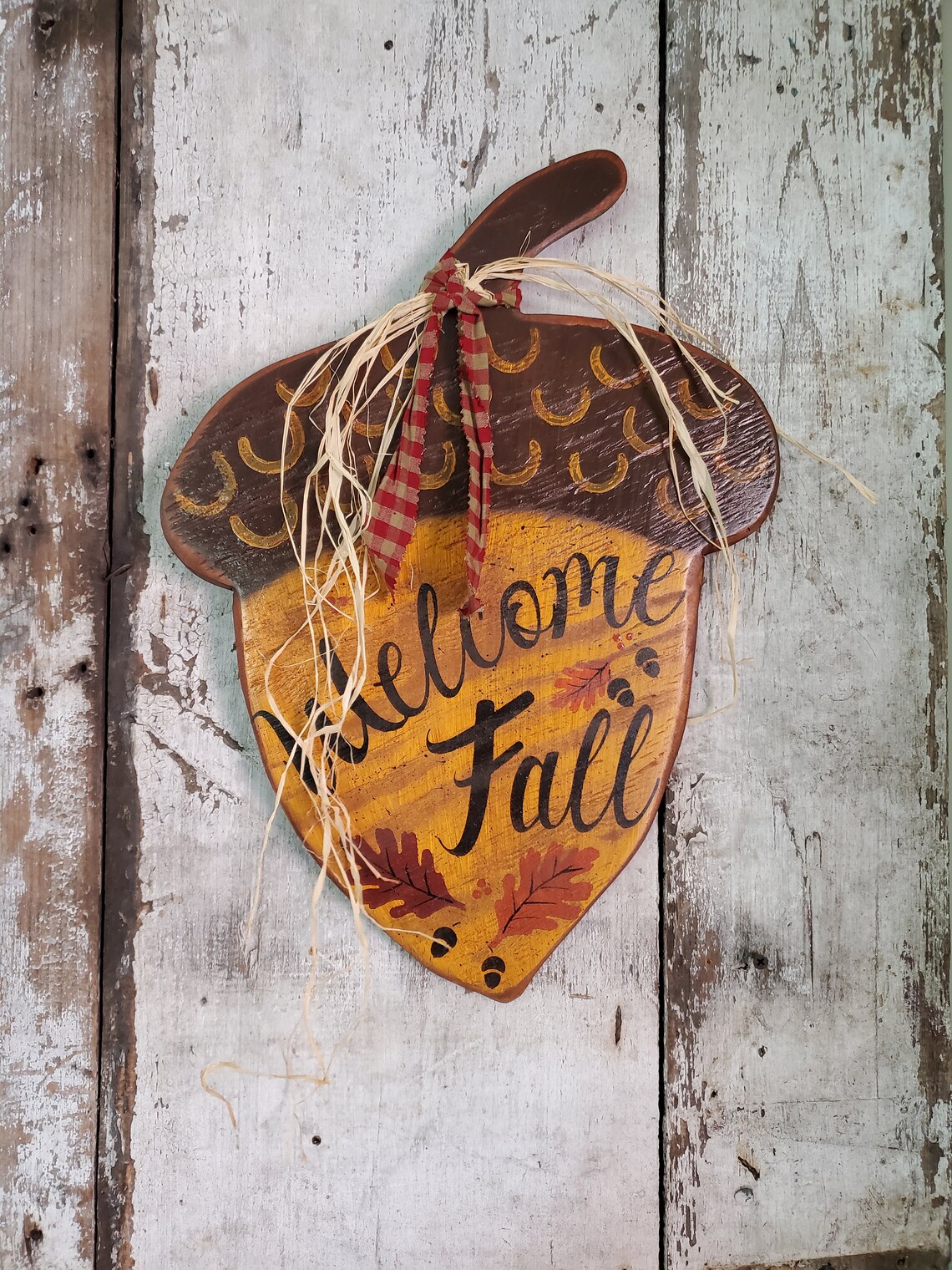 Primitive Fall Acorn Rustic Fall Wood Sign Fall Acorn Hand - Etsy
