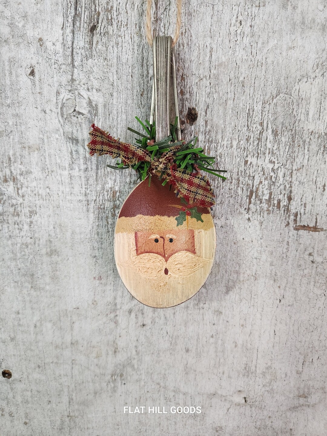 Primitive Santa Ornament Rustic Santa Ornament Painted Vintage Spoon ...
