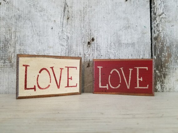 Primitive Valentines Day LOVE Painted Wood Sign February | Etsy