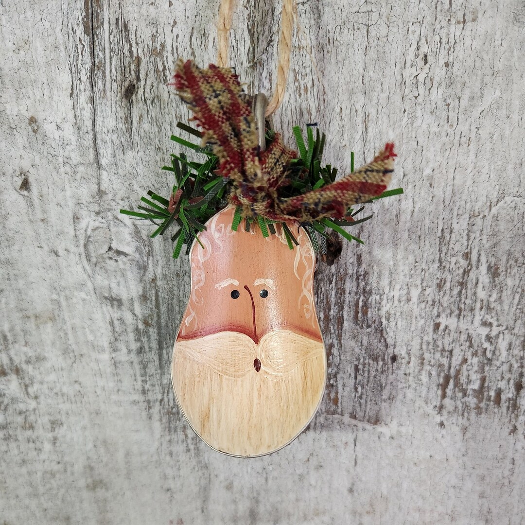 Primitive Santa Ornament Rustic Santa Ornament Painted Vintage Spoon ...