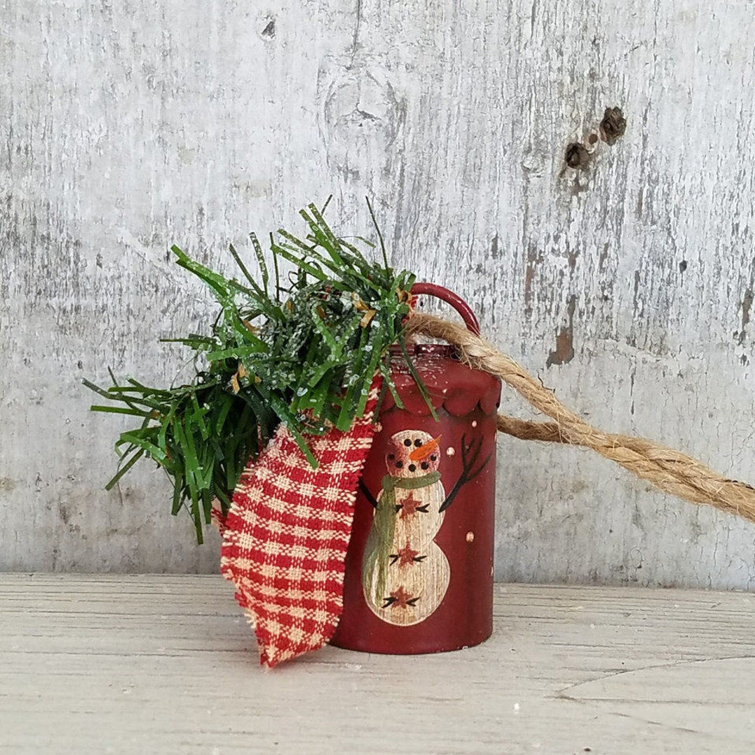 Snowman Bell Primitve Snowman Primitive Christmas Hand Painted Bell ...