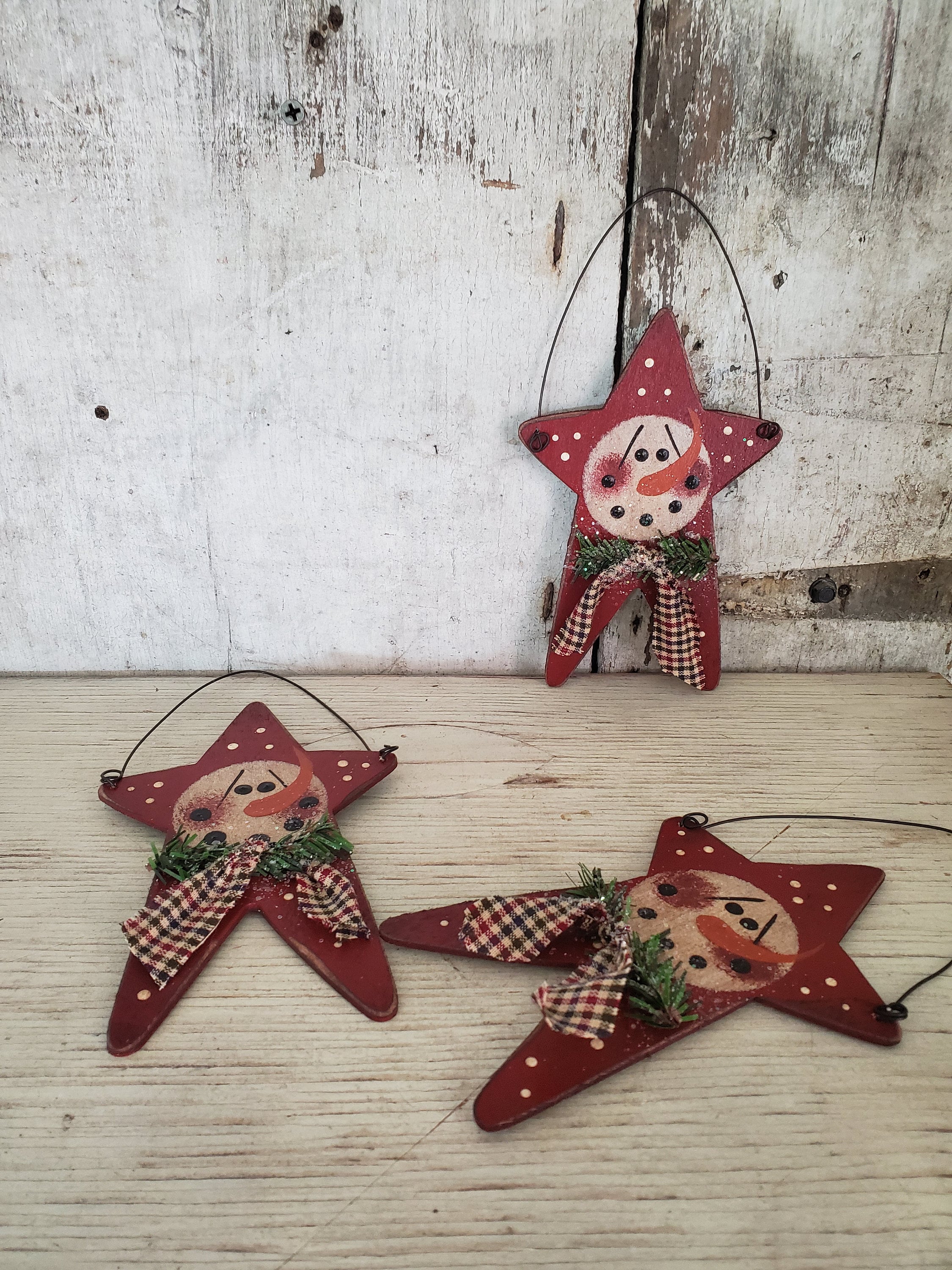 Primitive Star Snowman Ornament Primitive Snowman Country | Etsy