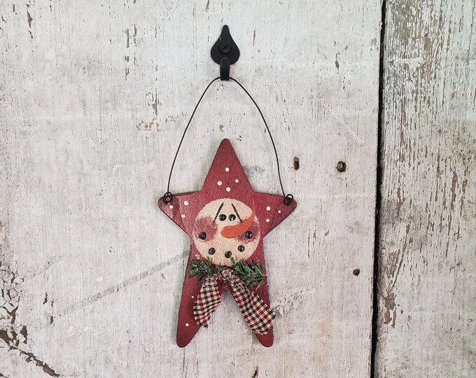 Primitive Star Snowman Ornament Primitive Snowman Country Snowman ...