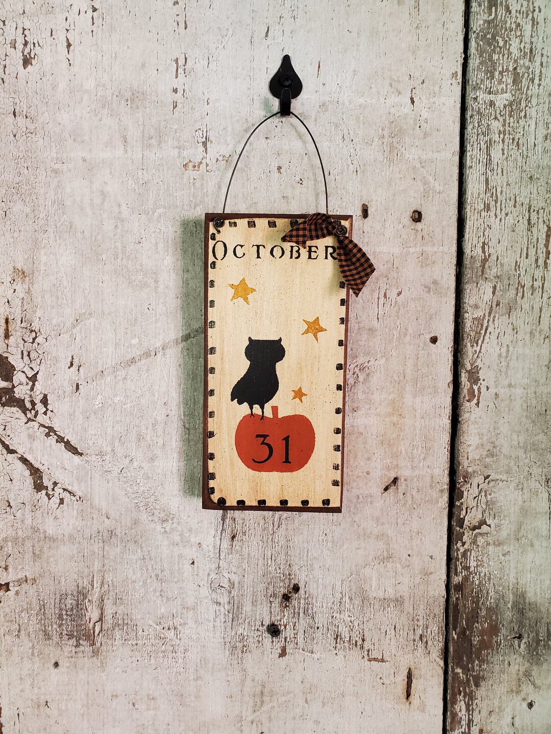 Primitive Halloween Wood Sign Primitive Fall Country Halloween Owl and ...