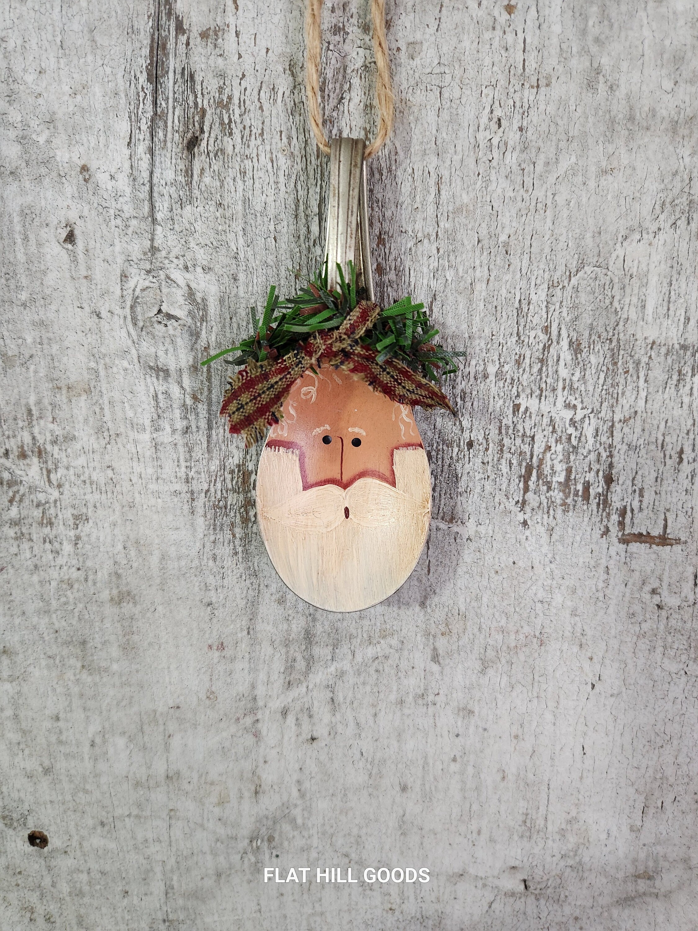 Primitive Santa Ornament Rustic Santa Ornament Painted Vintage Spoon ...