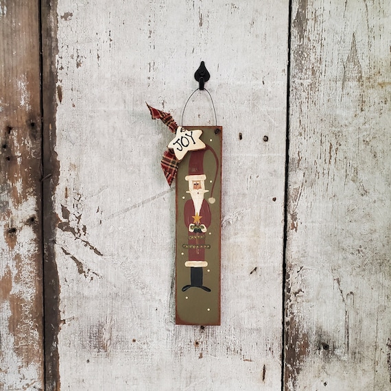 Primitive Santa on Painted Hard Wood Rustic Santa Hand Painted - Etsy