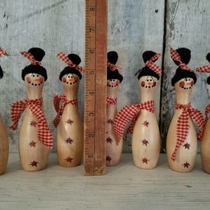 Snowman Bowling Pin Toy Bowling Pin Primitive Snowman Shelf Sitter ...