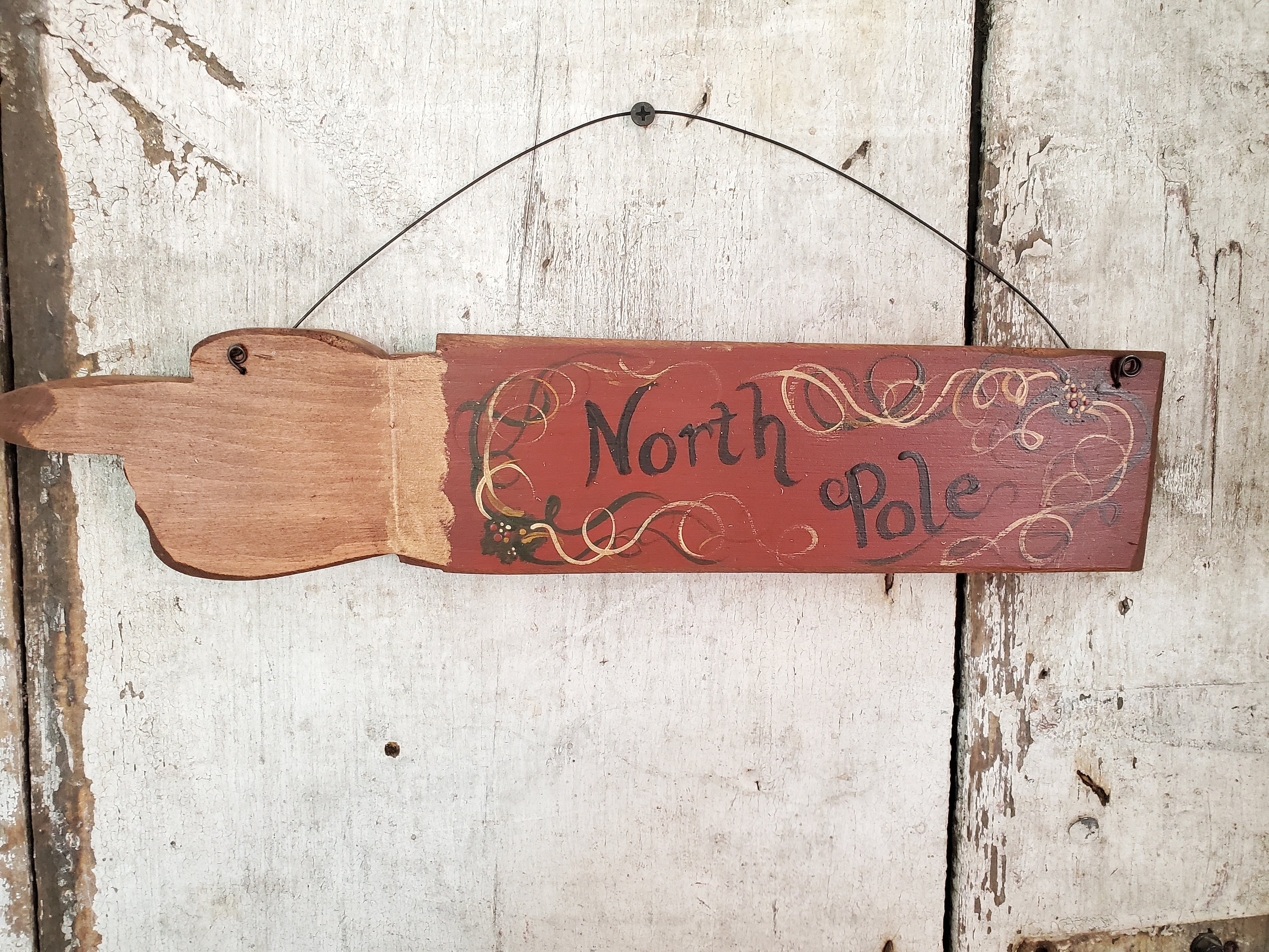 Primitive North Pole Hand Sign Rustic North Pole Wood Sign - Etsy
