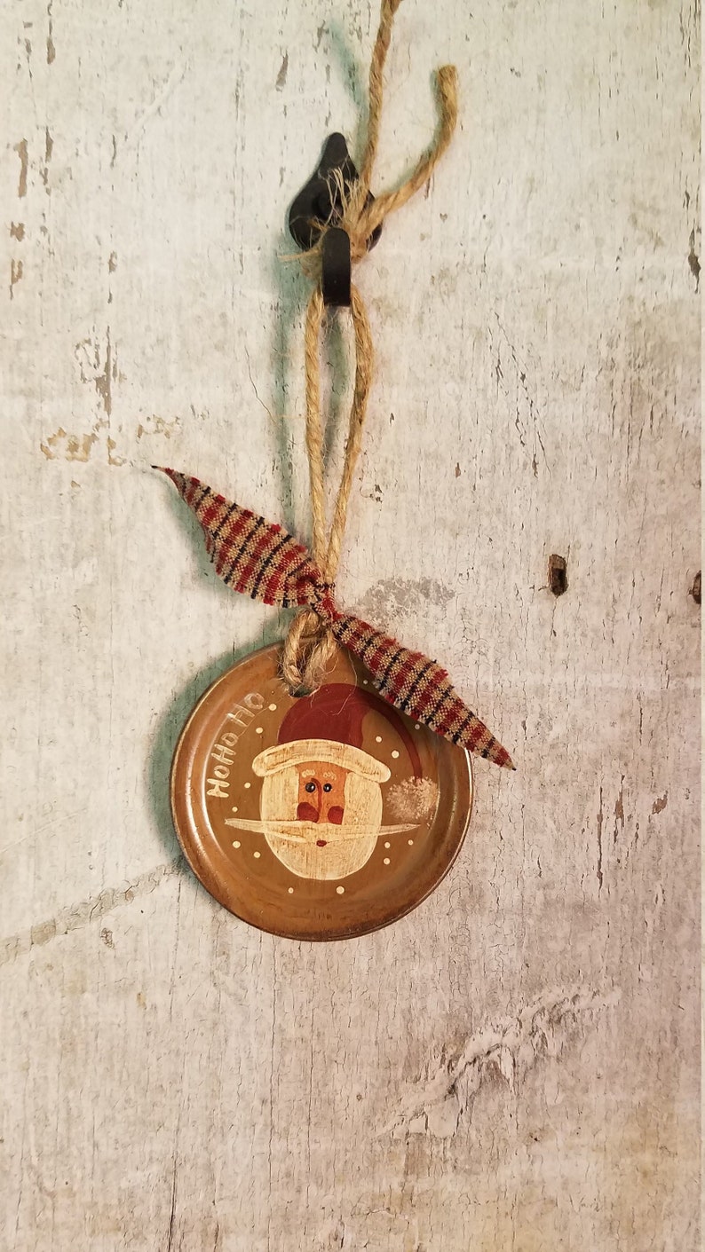 Primitve Santa Ornament Painted Canning Jar Lid Santa Ornament - Etsy