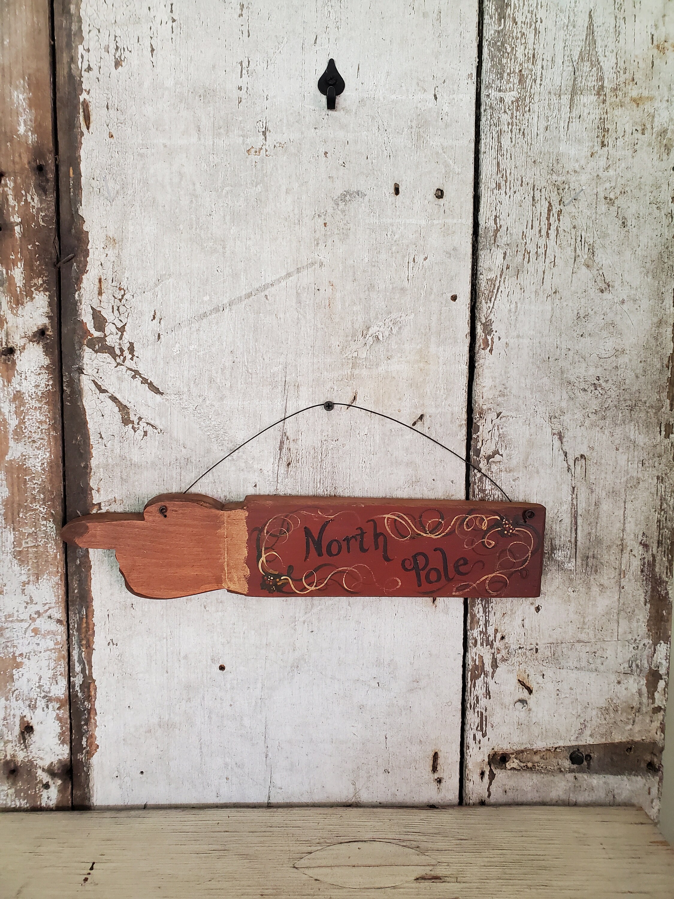 Primitive North Pole Hand Sign Rustic North Pole Wood Sign - Etsy