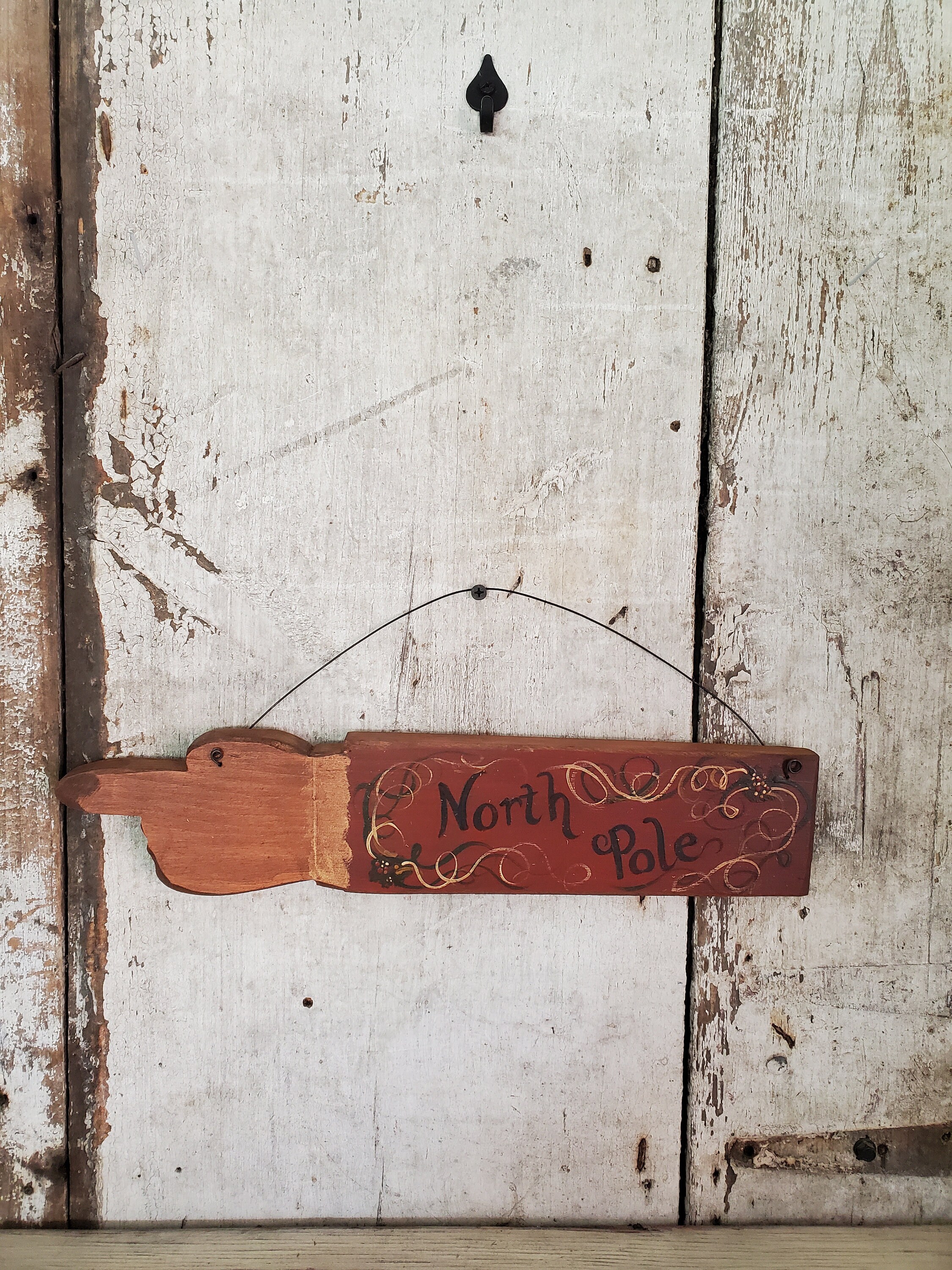 Primitive North Pole Hand Sign Rustic North Pole Wood Sign - Etsy