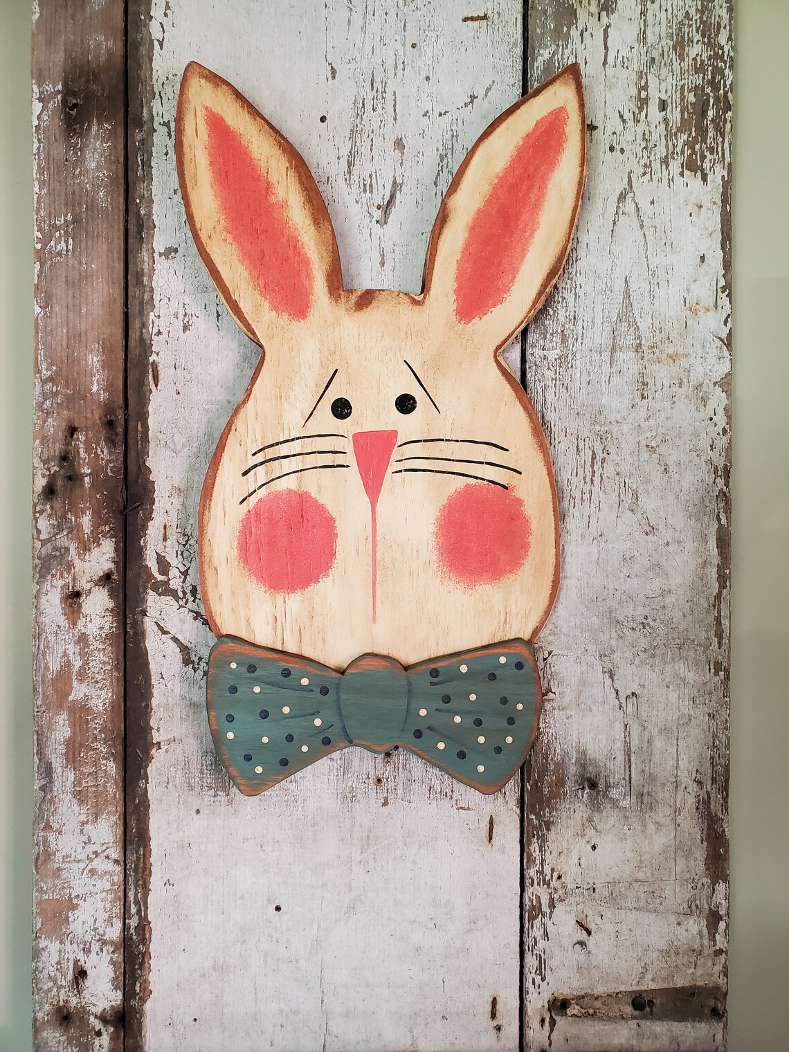 Primitive Wood Bunny Sign Rustic Bunny Primitive Rabbit Spring Décor ...