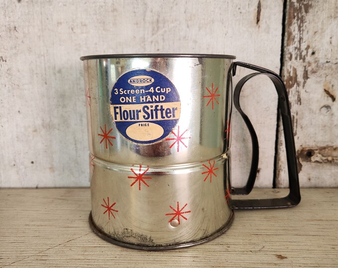 Vintage Androck Flour Sifter 3 Screen 4 Cup Flour Sifter Red Star ...