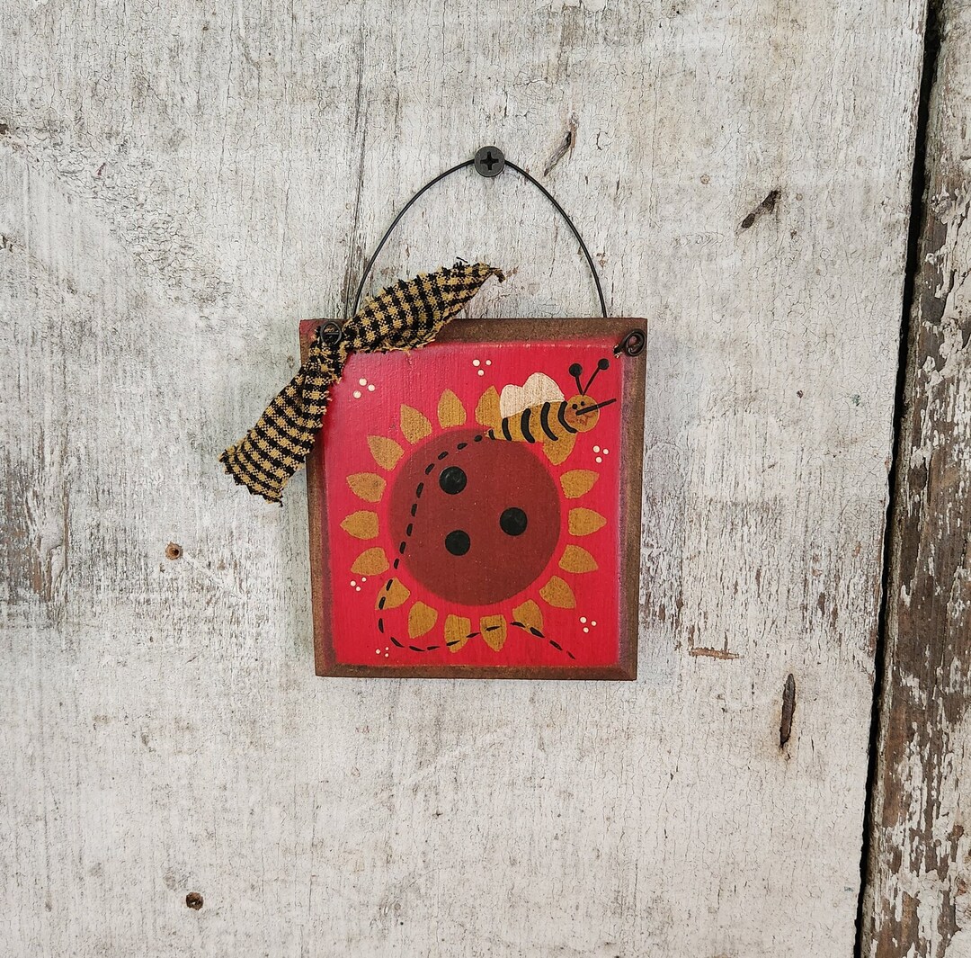 Primitive Country Summer Decor Bee Decor Primitive Sunflower Garden ...