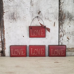 Primitive Valentines Day LOVE Painted Wood Sign February Decor - Etsy