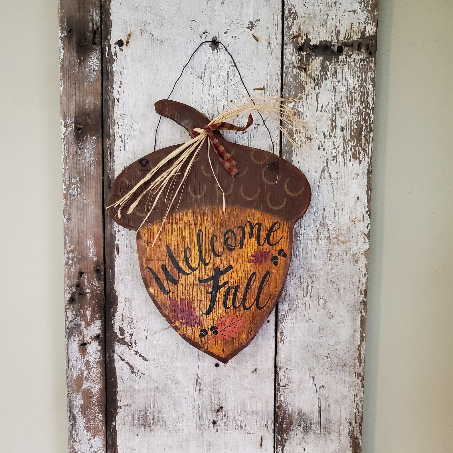 Primitive Fall Acorn Rustic Fall Wood Sign Fall Acorn Hand - Etsy
