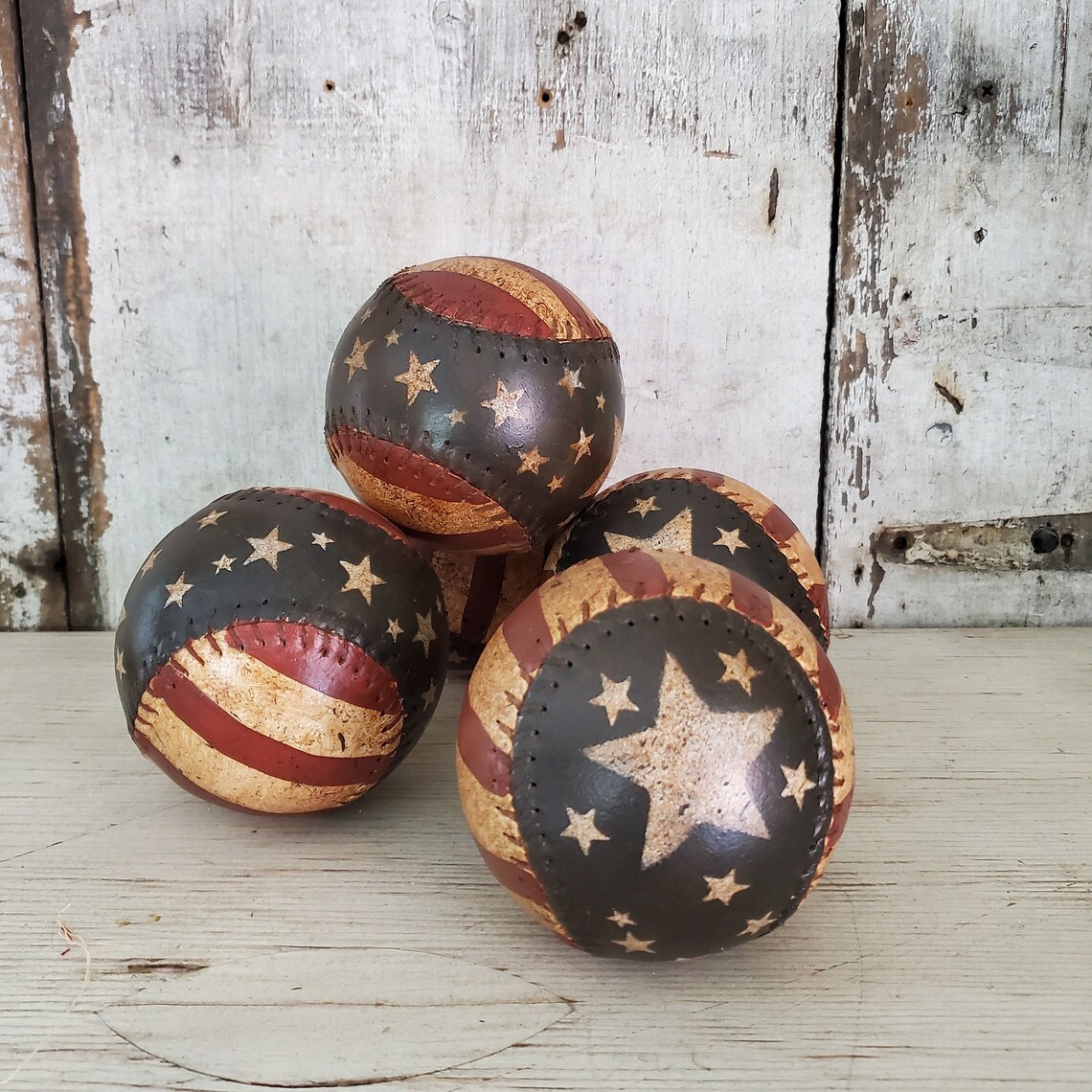 Primitive Flag Softball Americana Painted Softball Country - Etsy