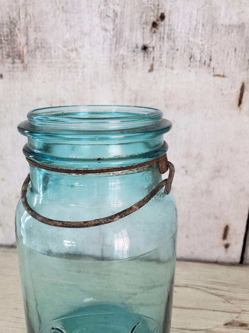 Vintage Sure Seal Canning Jar 1 Quart Blue Canning Jar Country - Etsy