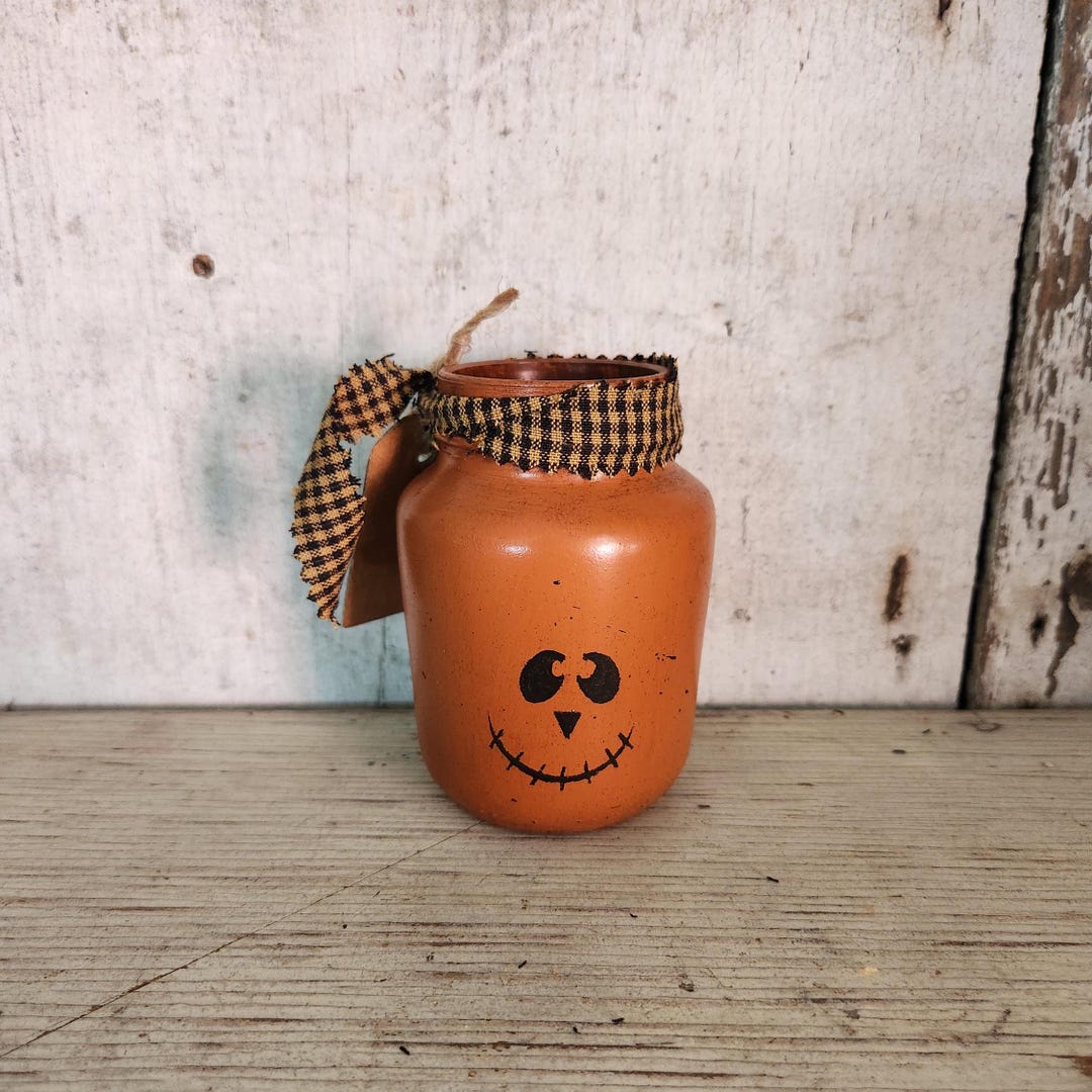 Primitive Fall Décor Canning Jar Country Fall Décor Jack O' Lantern ...