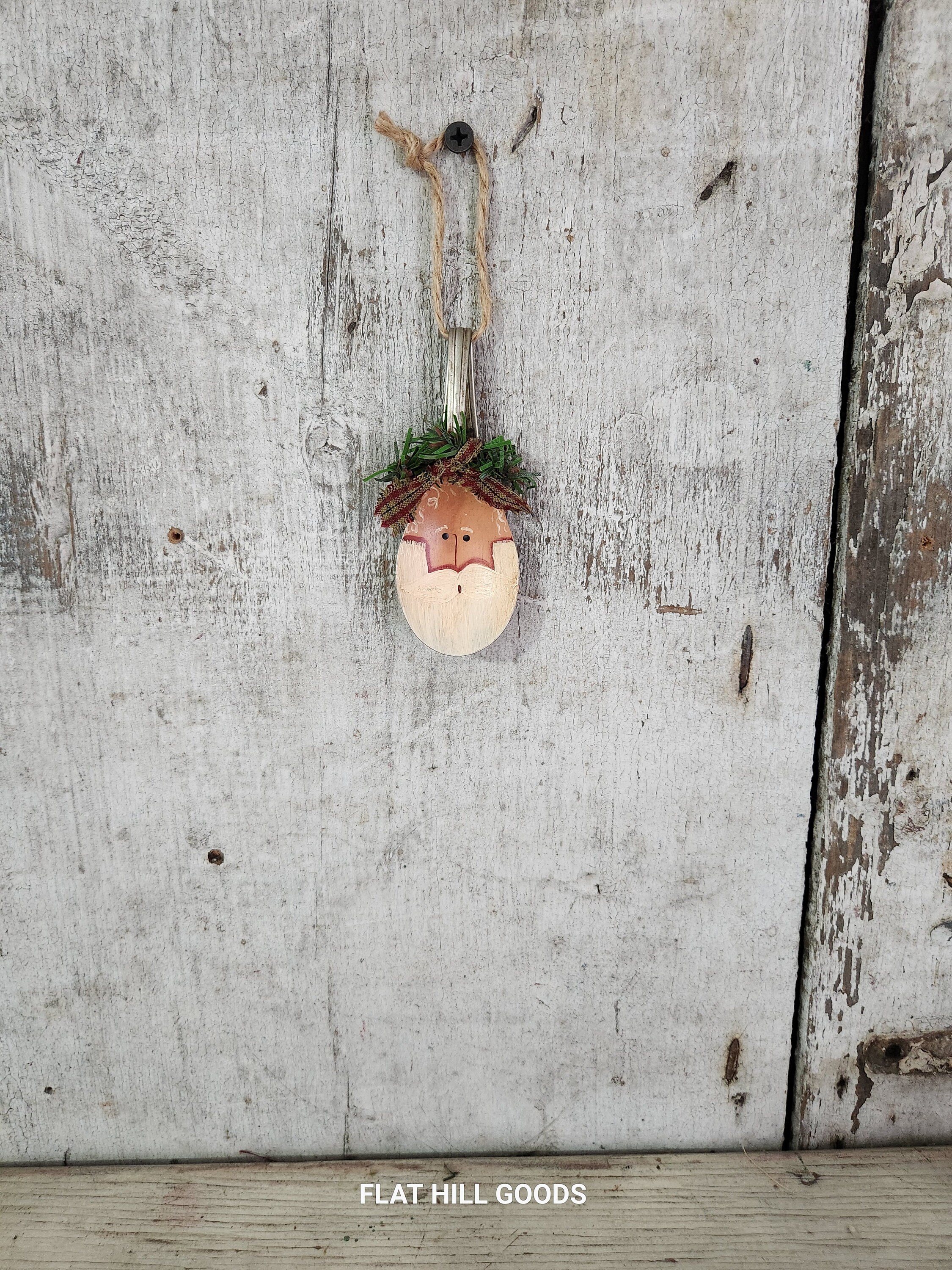 Primitive Santa Ornament Rustic Santa Ornament Painted Vintage Spoon ...