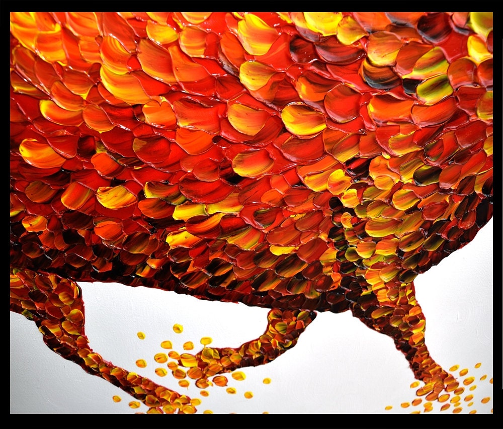 Red Bull Painting Running of the Bulls Abstract Artwork Steer - Etsy