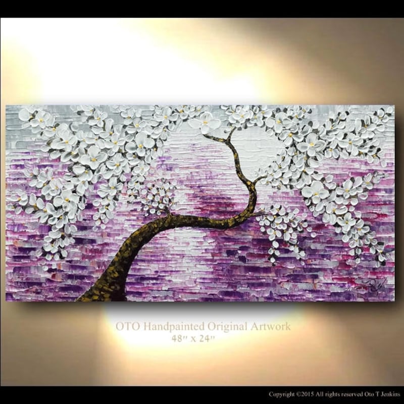 Purple Tree Painting - Etsy