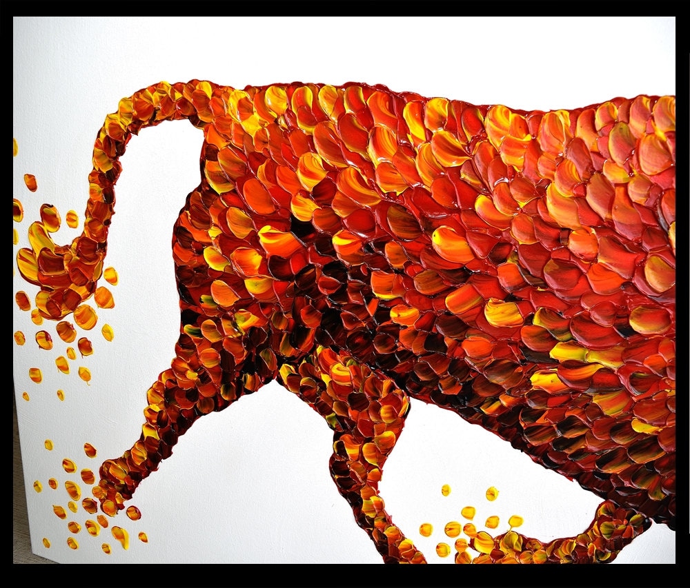 Red Bull Painting Running of the Bulls Abstract Artwork Steer - Etsy