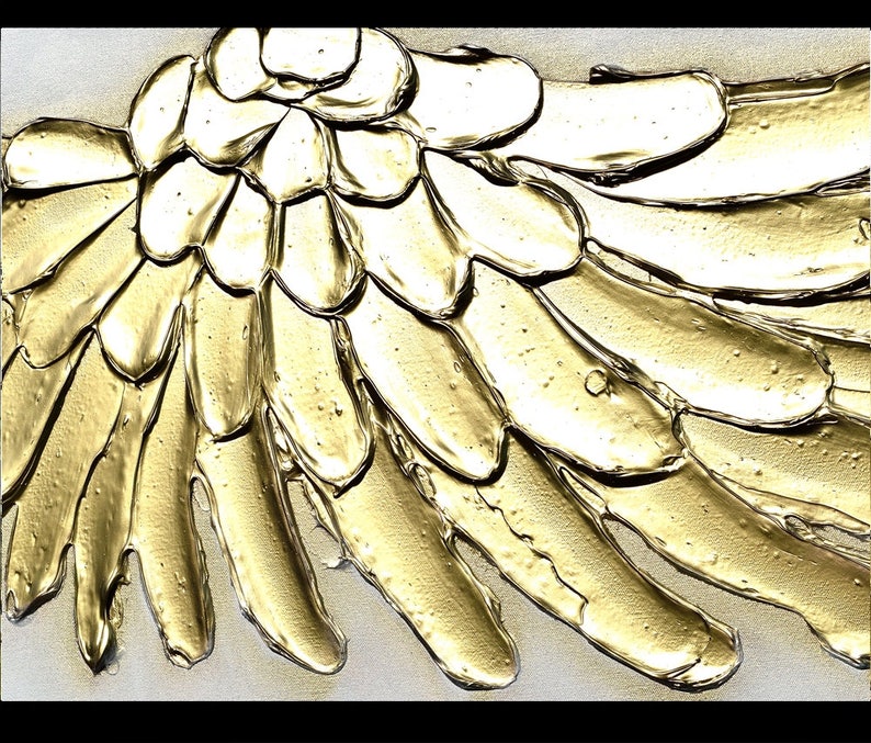 Angel Painting Art Light Gold Abstract Oil Painting Original | Etsy