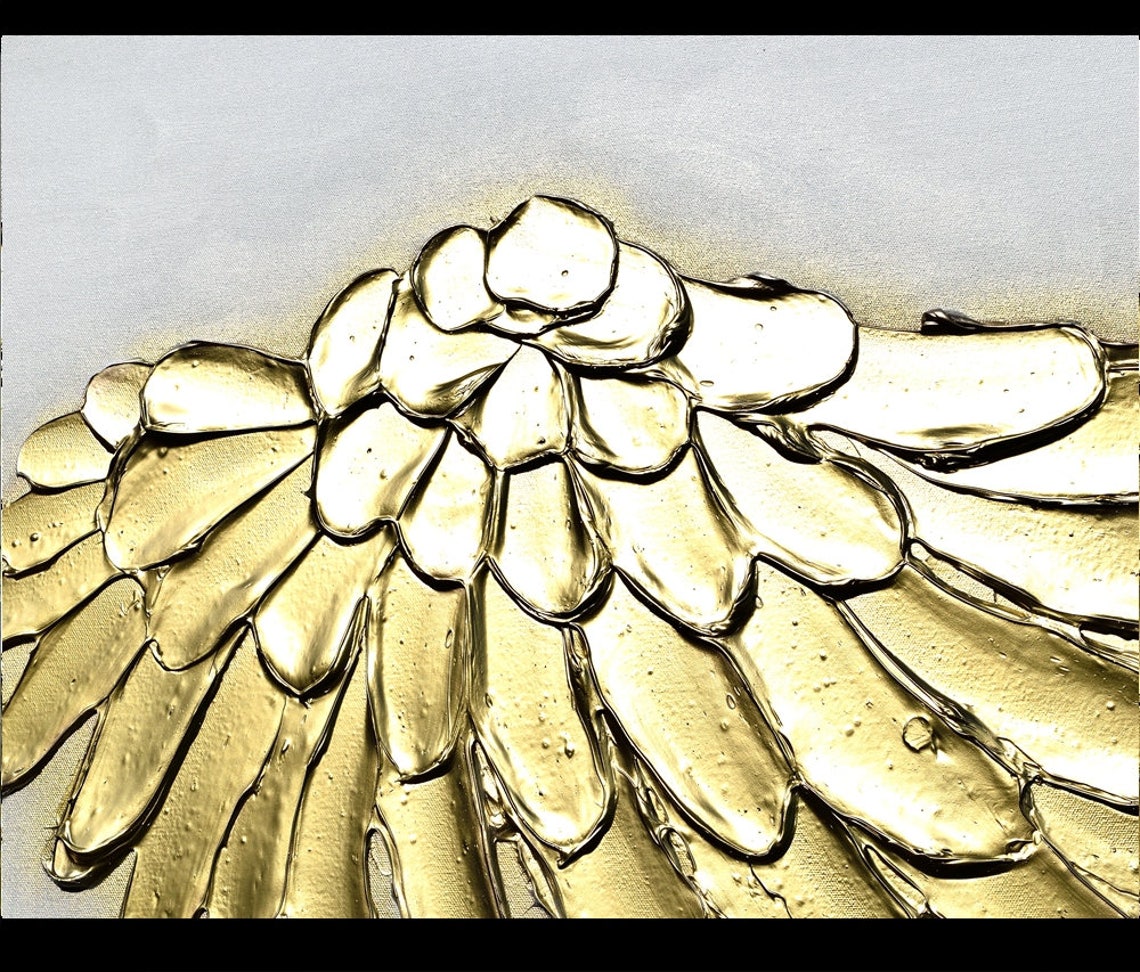 Angel Painting Art Light Gold Abstract Oil Painting Original | Etsy