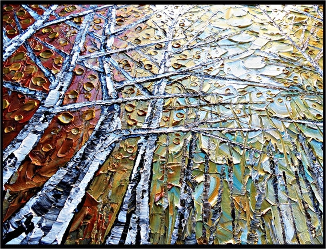Canvas Art Painting Aspen Tree Colorado Birch Abstract Texture | Etsy