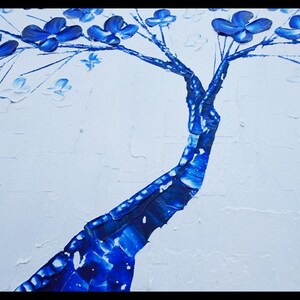 Original Porcelain China Blue Art Tree Painting Flower Abstract Canvas ...