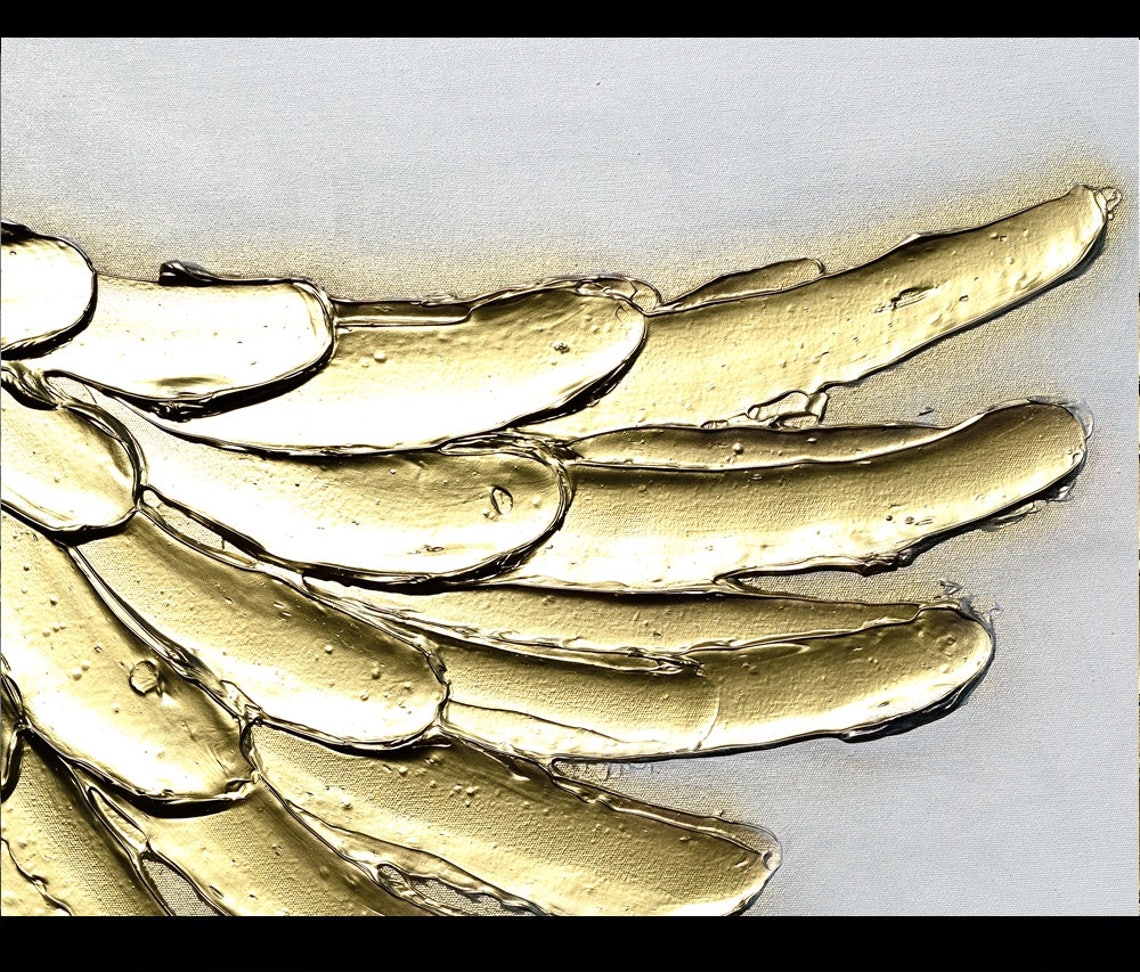 Angel Painting Art Light Gold Abstract Oil Painting Original | Etsy