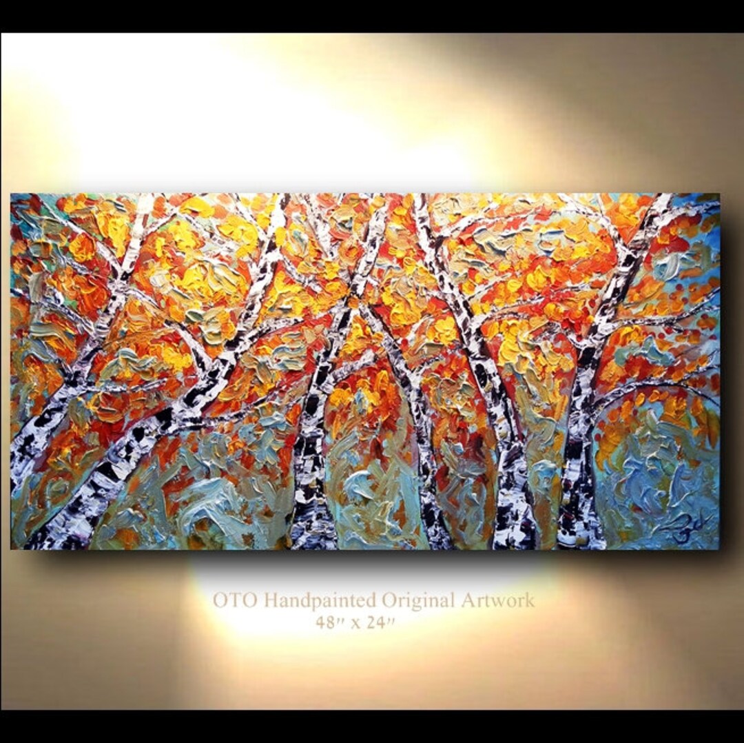 Original Landscape Aspentree Painting Abstract Art Treescape Artwork ...