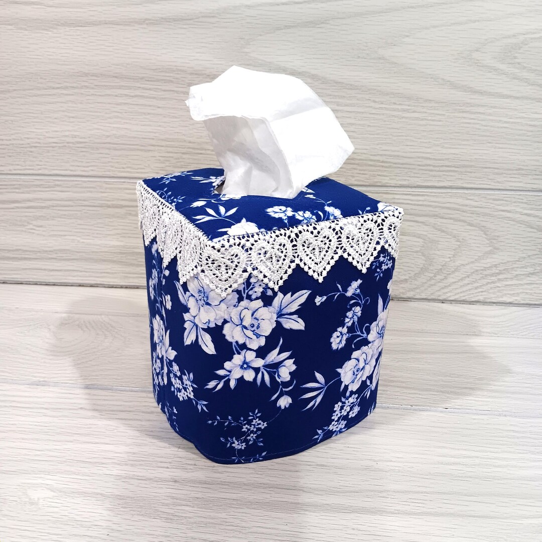 Blue Floral, Fabric Tissue Box Cover, Cloth Tissue Box Cover, Fabric ...