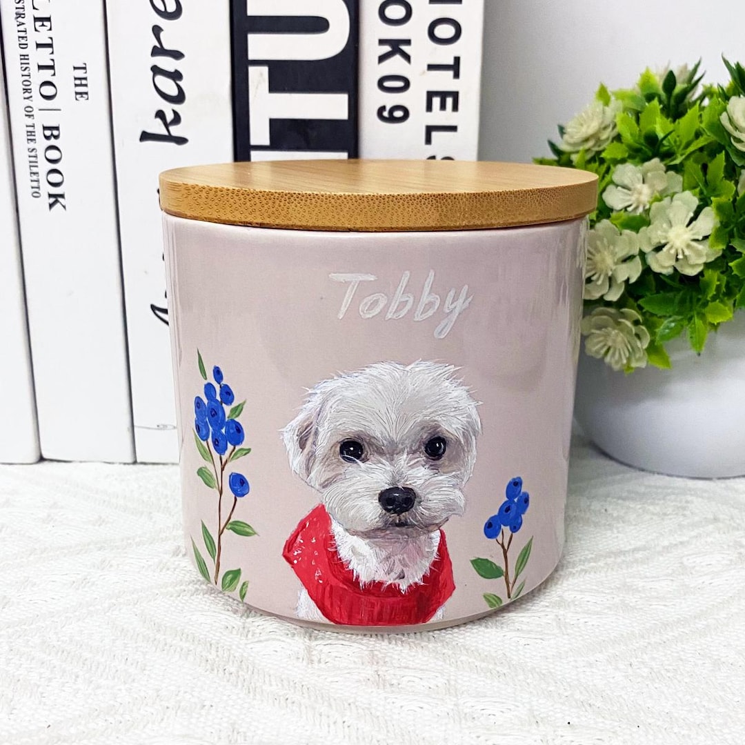 Hand-painted Custom Pet Portrait Urn, Personalized Ceramic Dog Cat ...