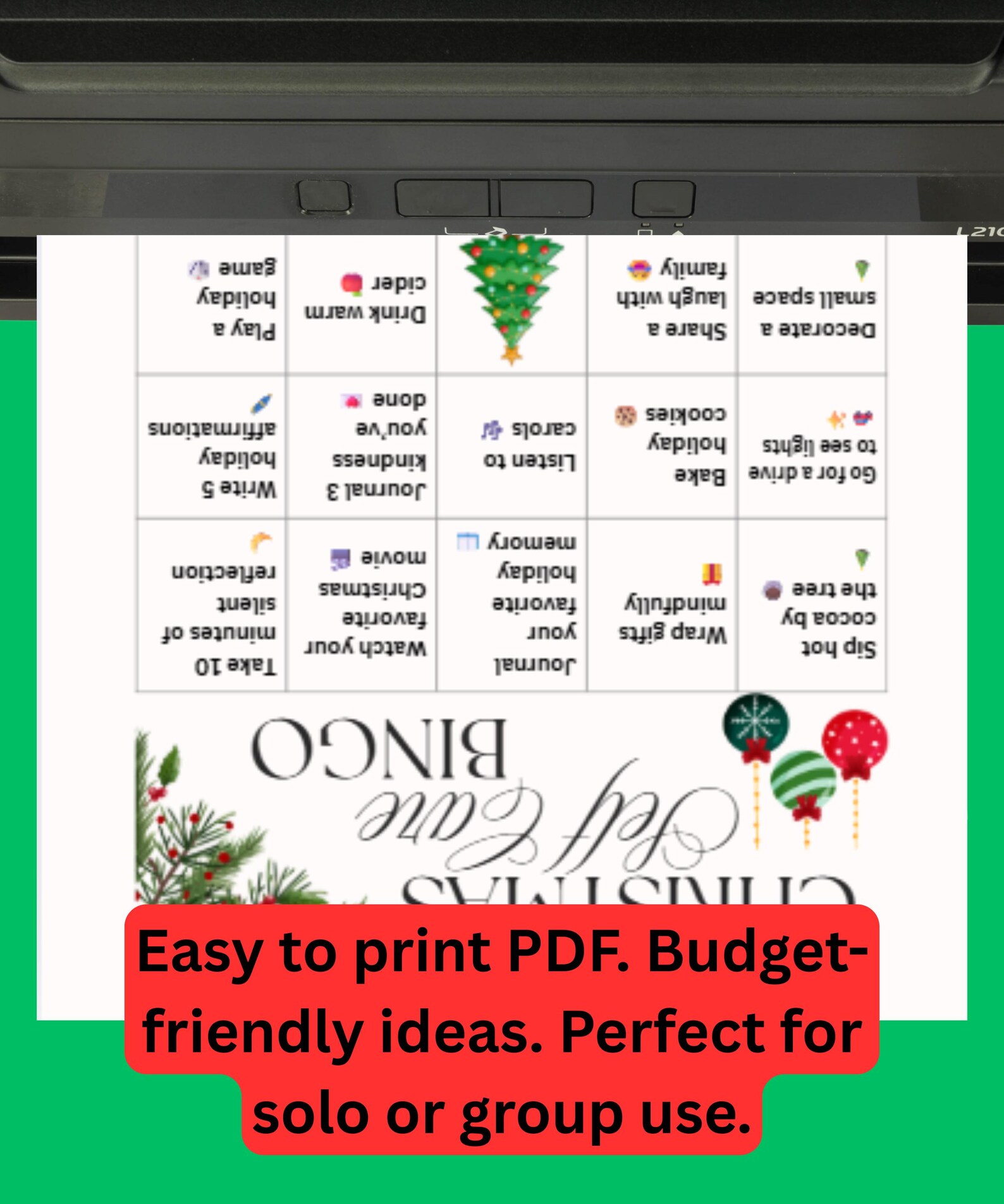 Christmas Bingo Self Care Printable, Stress Relief Holiday Game for ...