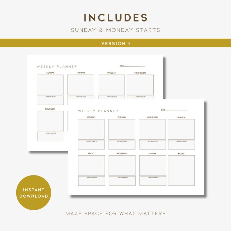 Weekly Planner Printable: A4, US Letter, Fillable (digital Download) - Etsy