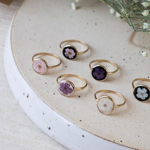 Pressed Flower Ring | Cottagecore Floral Ring | 14K Gold Filled Ring ...