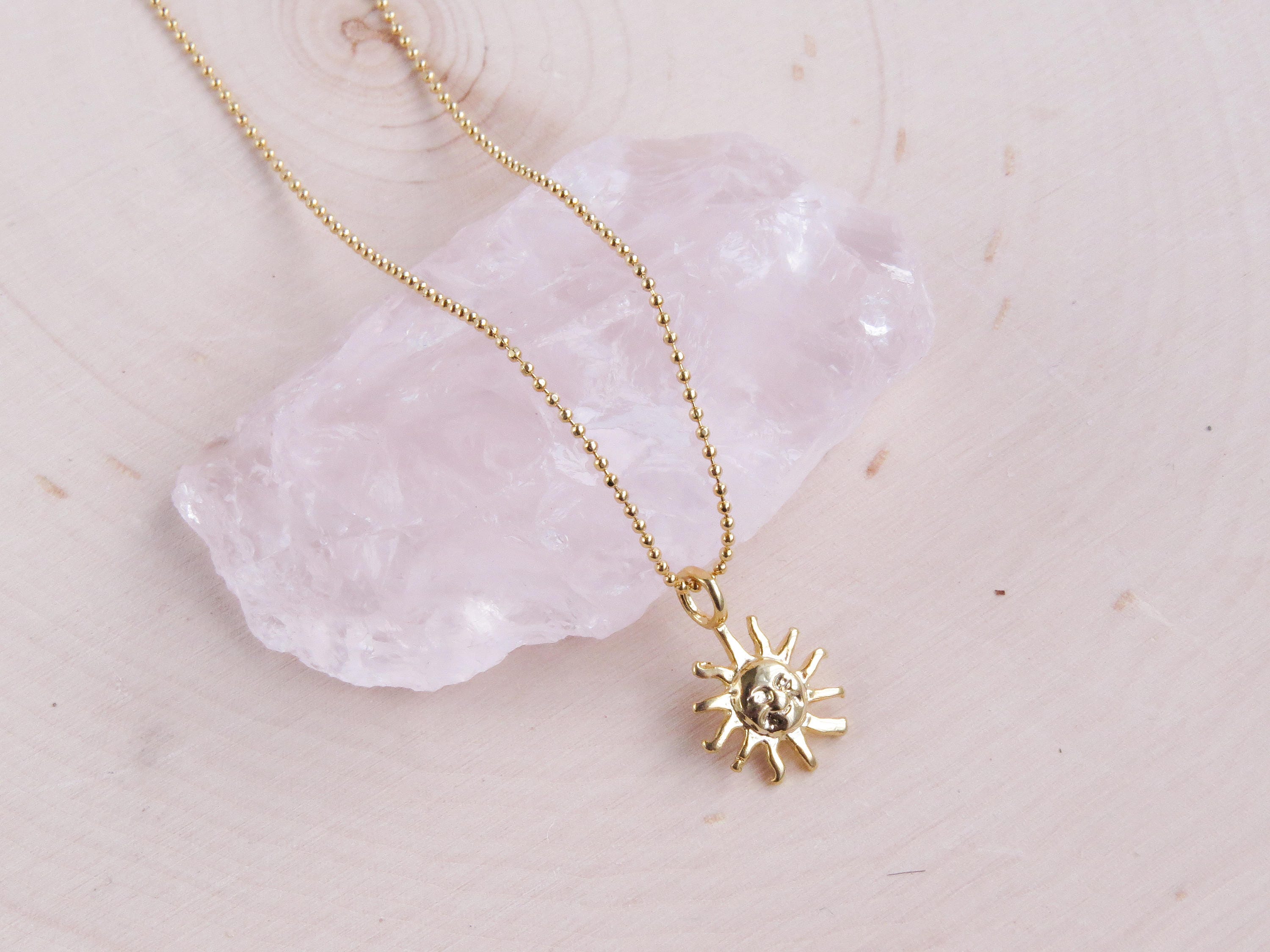Tiny Sun Necklace Gold Sun Necklace Dainty Layering | Etsy