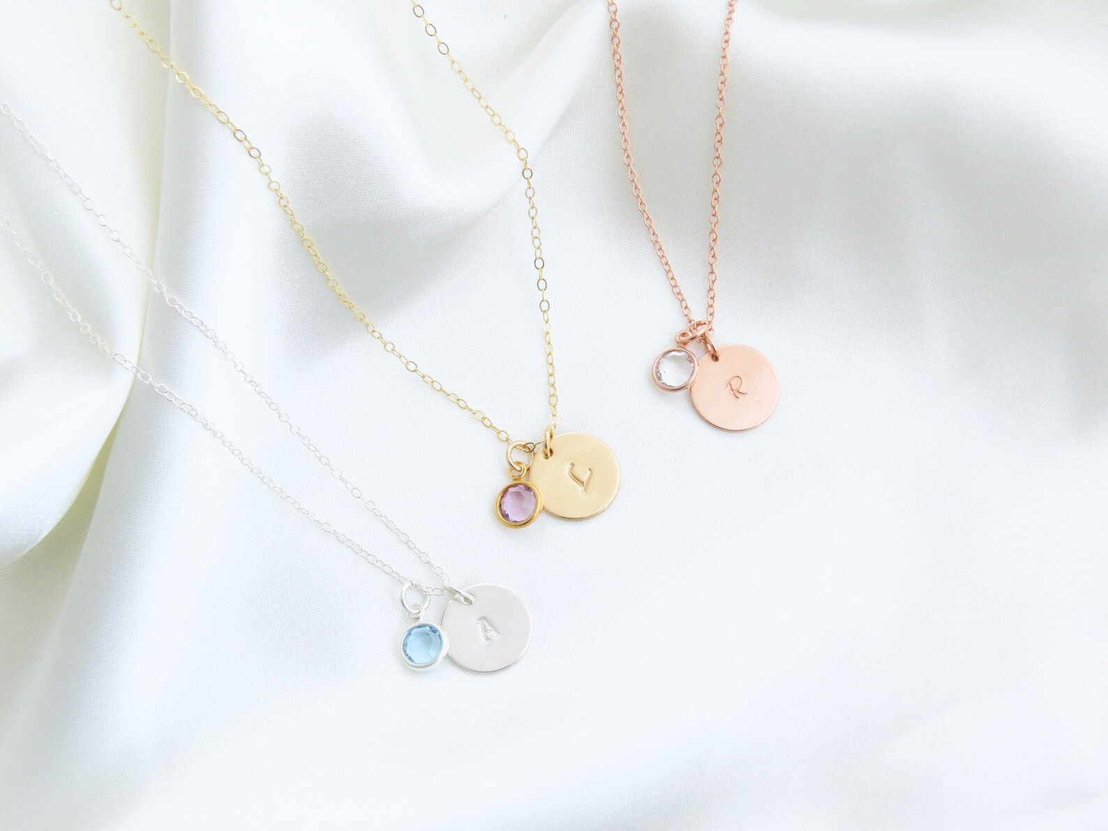 Initial and Birthstone Necklace Personalized Letter Necklace - Etsy