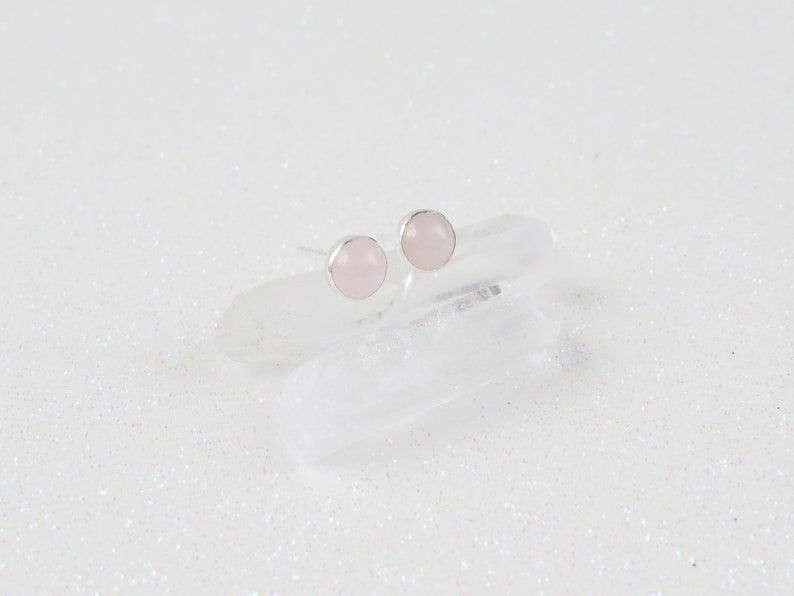 Rose Quartz Earrings Gemstone Earrings Rose Quartz Stud - Etsy