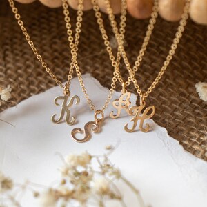 Cursive Initial Necklace 14K Gold Filled Monogram Letter | Etsy