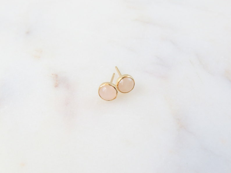 Rose Quartz Earrings Gemstone Earrings Rose Quartz Stud - Etsy