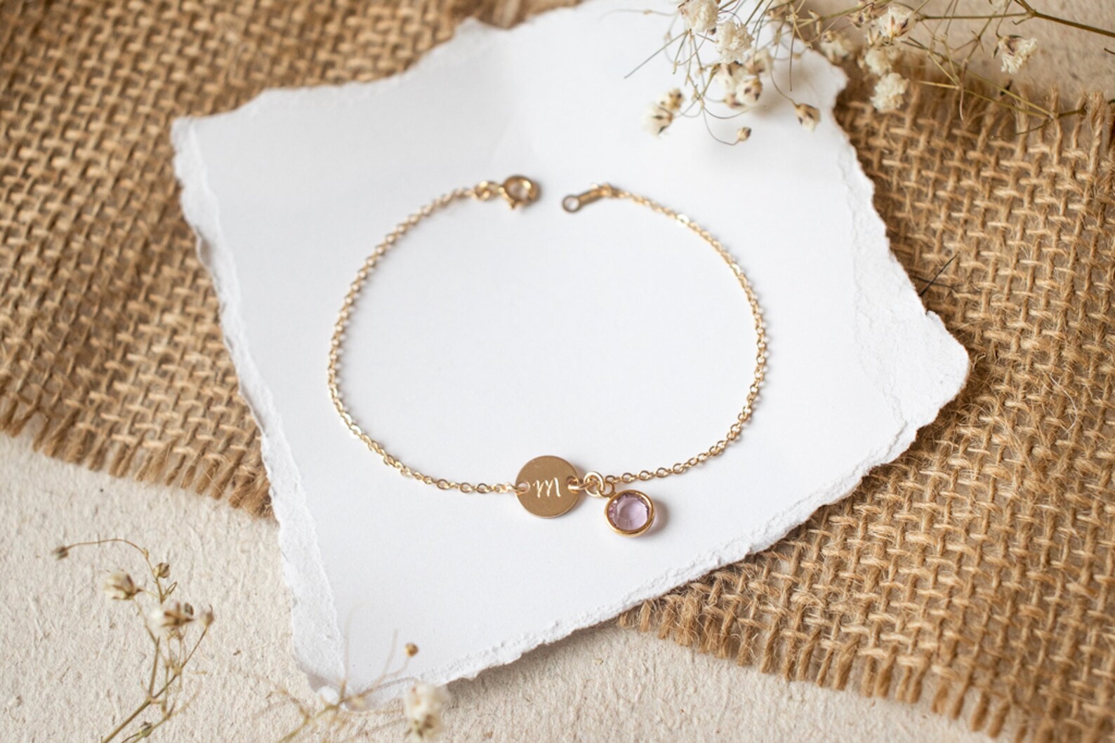 Birthstone Initial Bracelet | Personalized Bridesmaid Bracelet | Silver ...