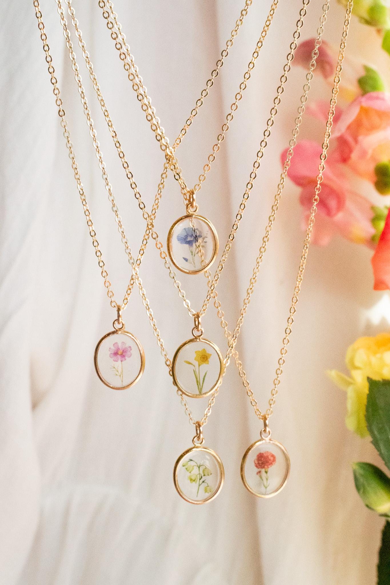 Birth Flower Charm | Birthflower Gift | Flower Jewelry | Gift for Mom ...