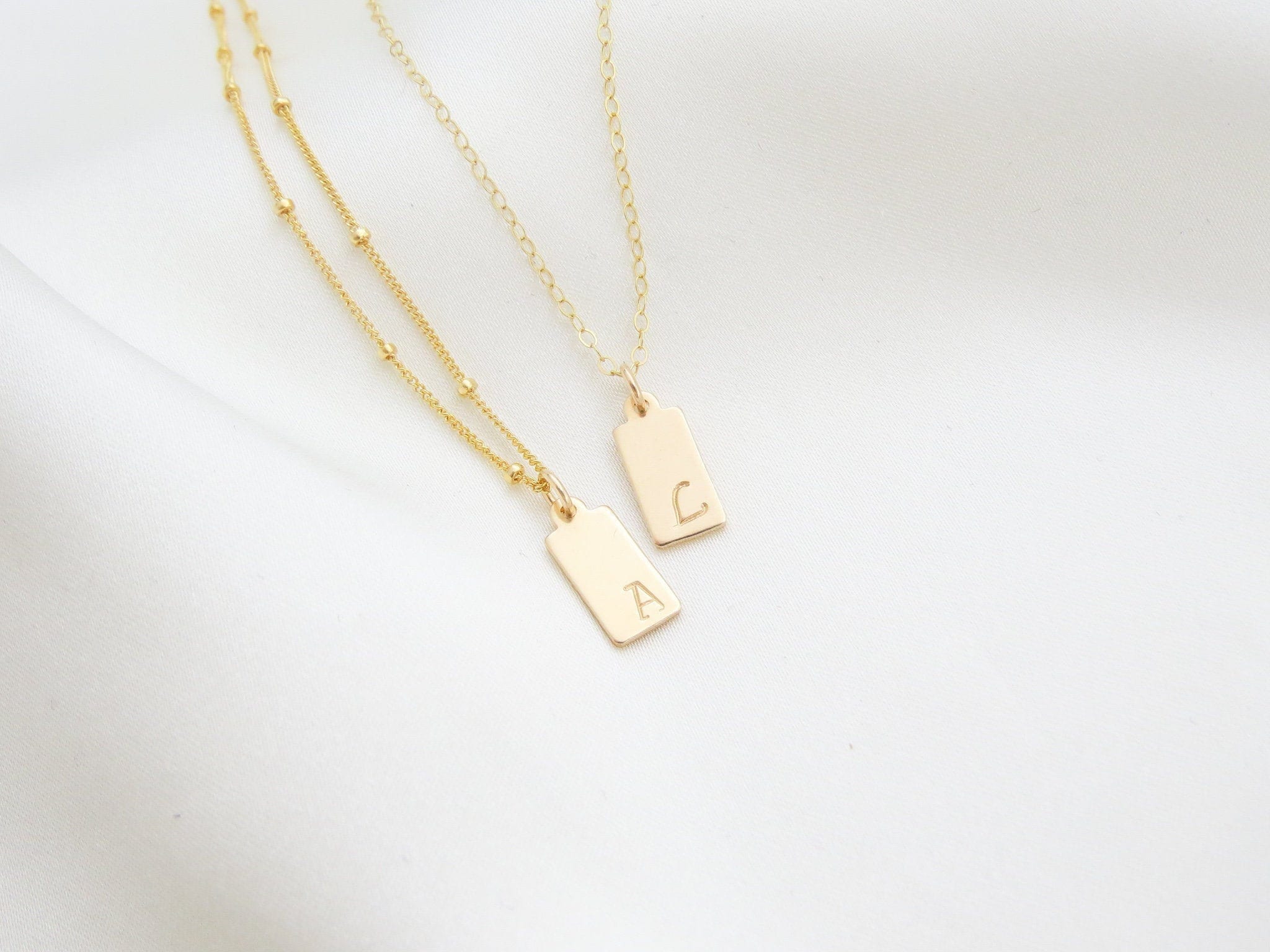 Initial Tag Necklace Personalized Gold Tag Necklace Gold - Etsy Canada