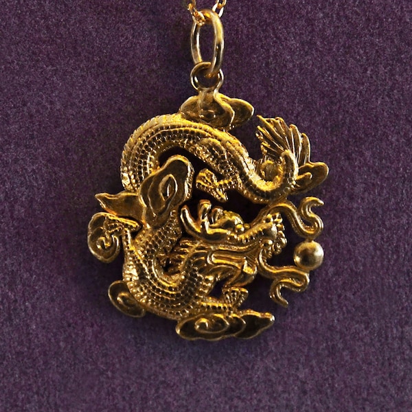 24k Gold Dragon Pendants - Etsy