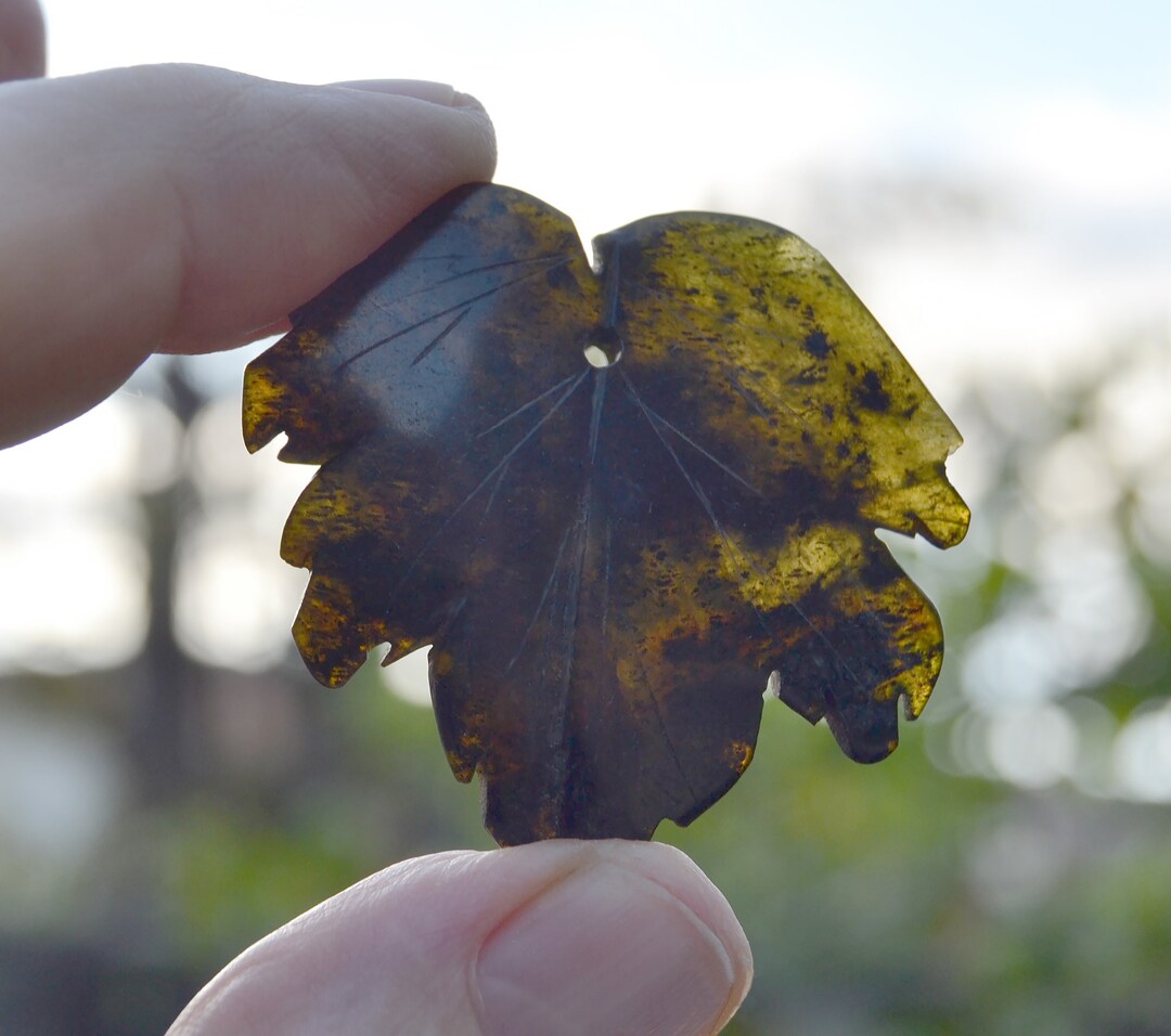 Antique Translucent Nephrite JADE Maple LEAF PENDANT - Etsy