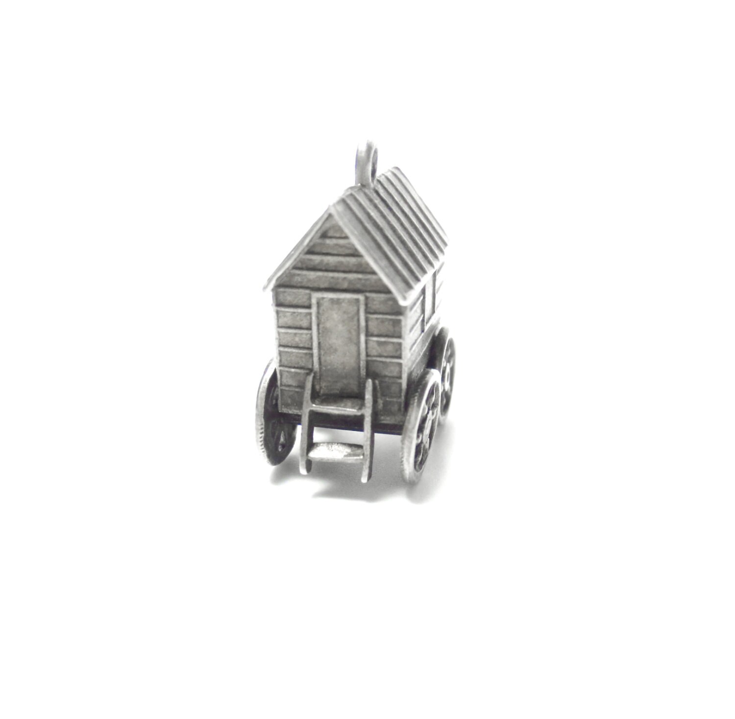 Rare Antique Moving GYPSY Fortune Teller WAGON 20 CARAVAN Silver Charm ...